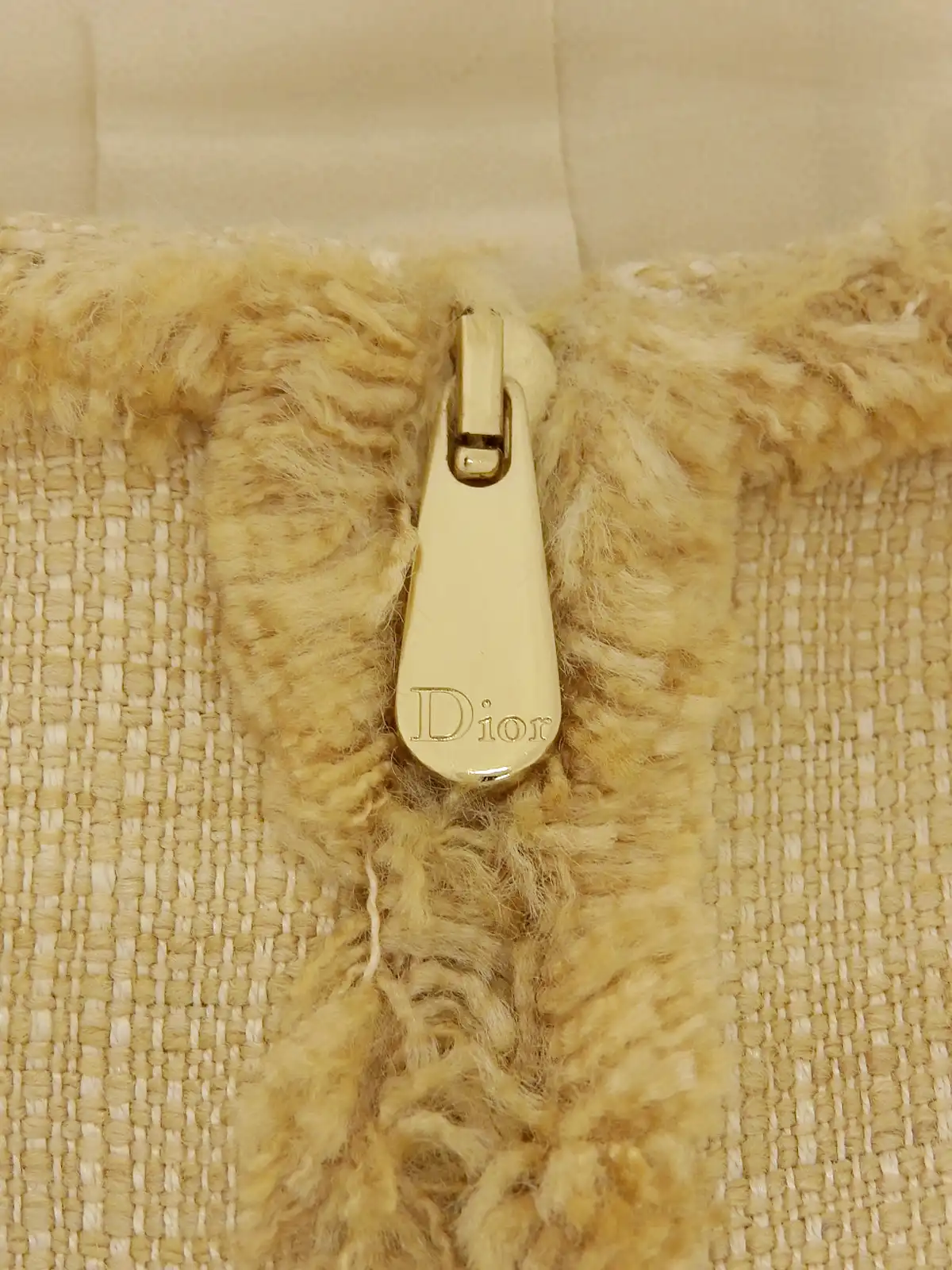 DIOR ロゴジップアップノーカラージャケット ベージュ|VINTAGE DIOR ロゴジップアップノーカラージャケット ベージュ|VINTAGE